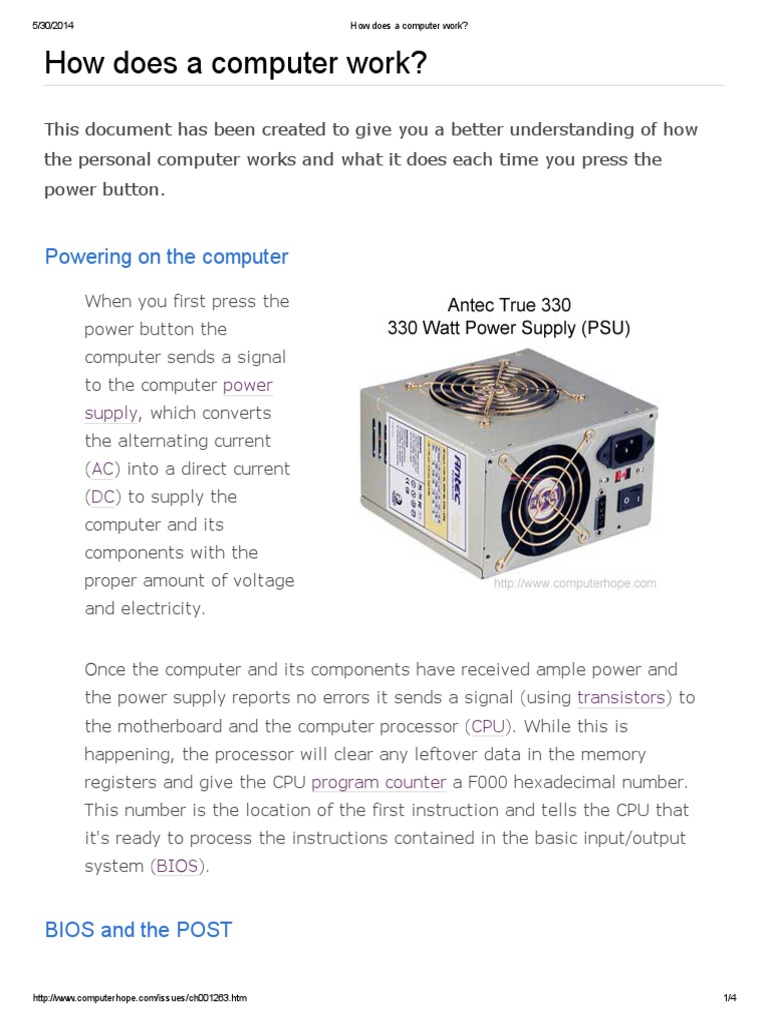 How Does A Computer Work | PDF | Booting | Bios
