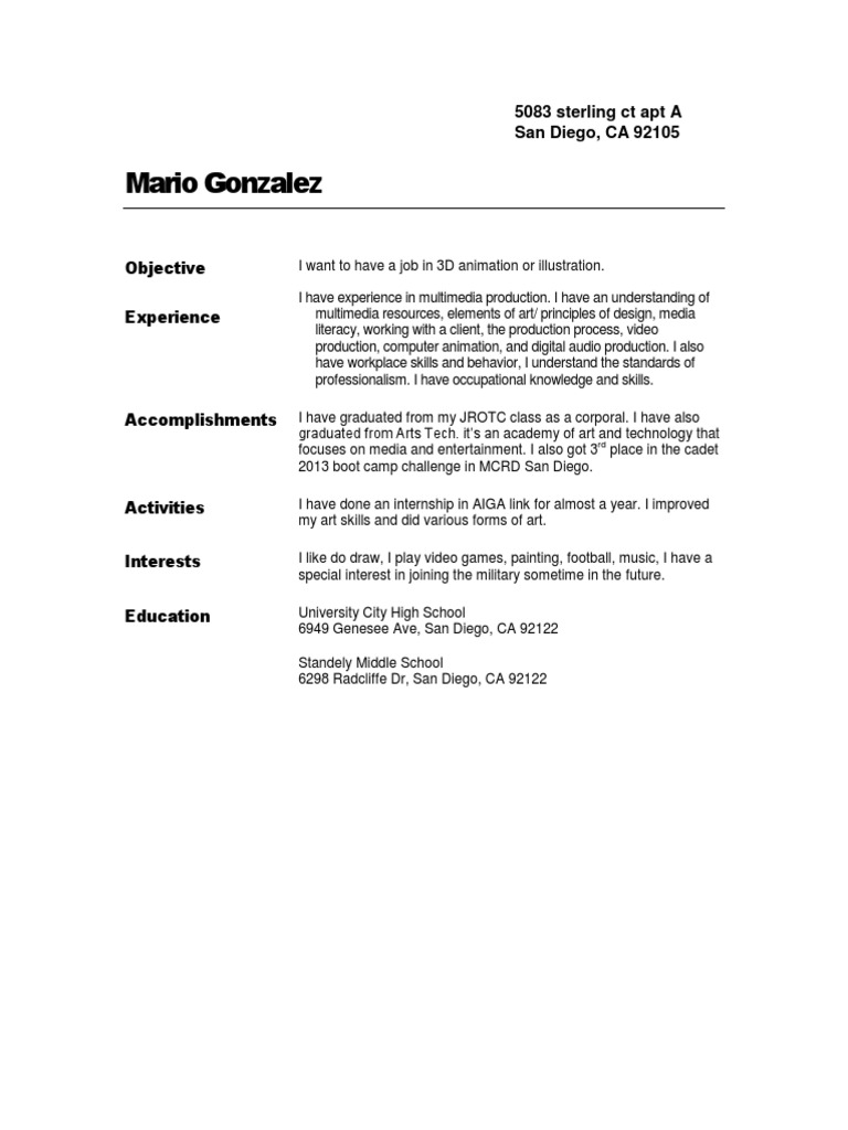 3D Animation & Illustration Resume | PDF | Games & Activities