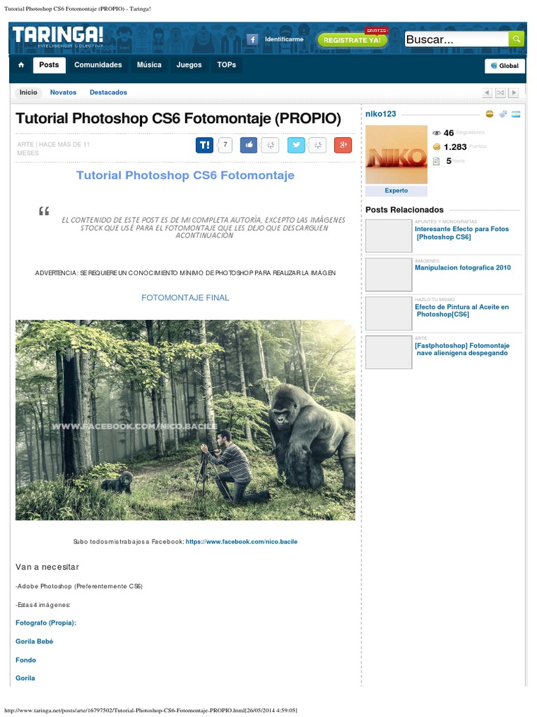 Tutorial Photoshop CS6 Fotomontaje (PROPIO) - Taringa! | PDF | Adobe Photoshop | Medios de arte