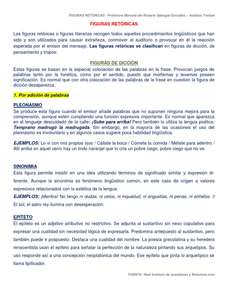 Figuras Retóricas: Tipos y Ejemplos | PDF | Metáfora | Ironía