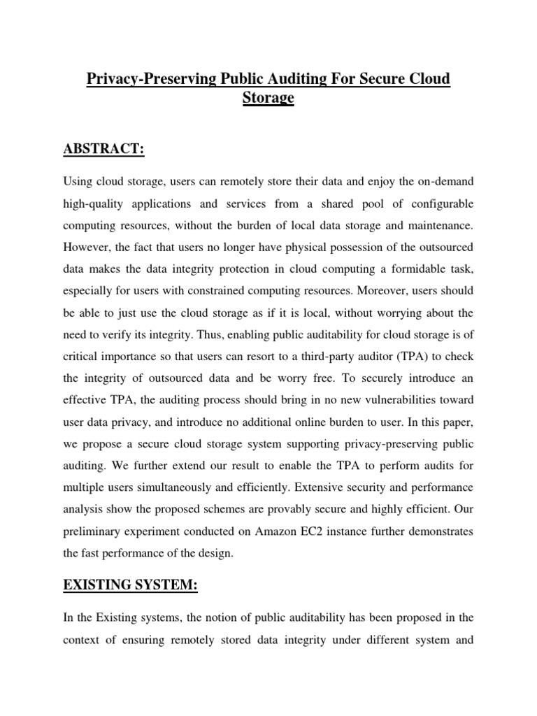 6.Privacy-Preserving Public Auditing For Secure Cloud Storage | PDF | Cloud Computing | Computer ...