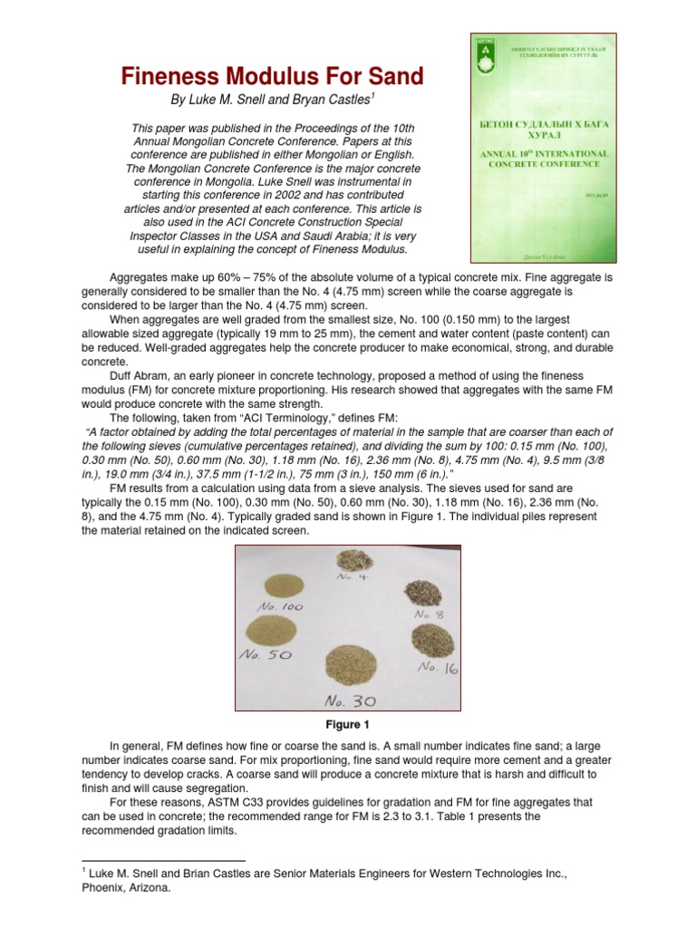 Fineness Modulus of Sand | Sand | Construction Aggregate | Free 30-day ...