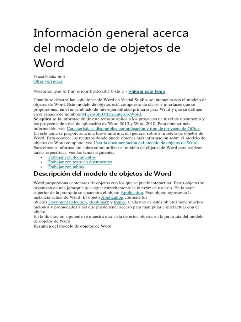 Información General Acerca Del Modelo de Objetos de Word | PDF | Red ...