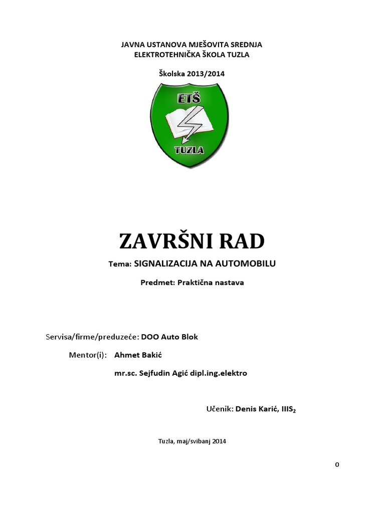 MATURSKI (Signalizacija Na Automobilu) | PDF