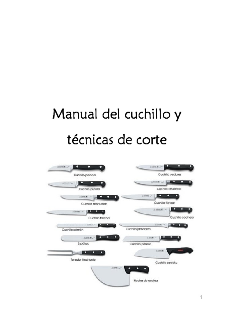 Técnicas de Corte y Manejo de Cuchillos | PDF | Cuchillo | Bronce