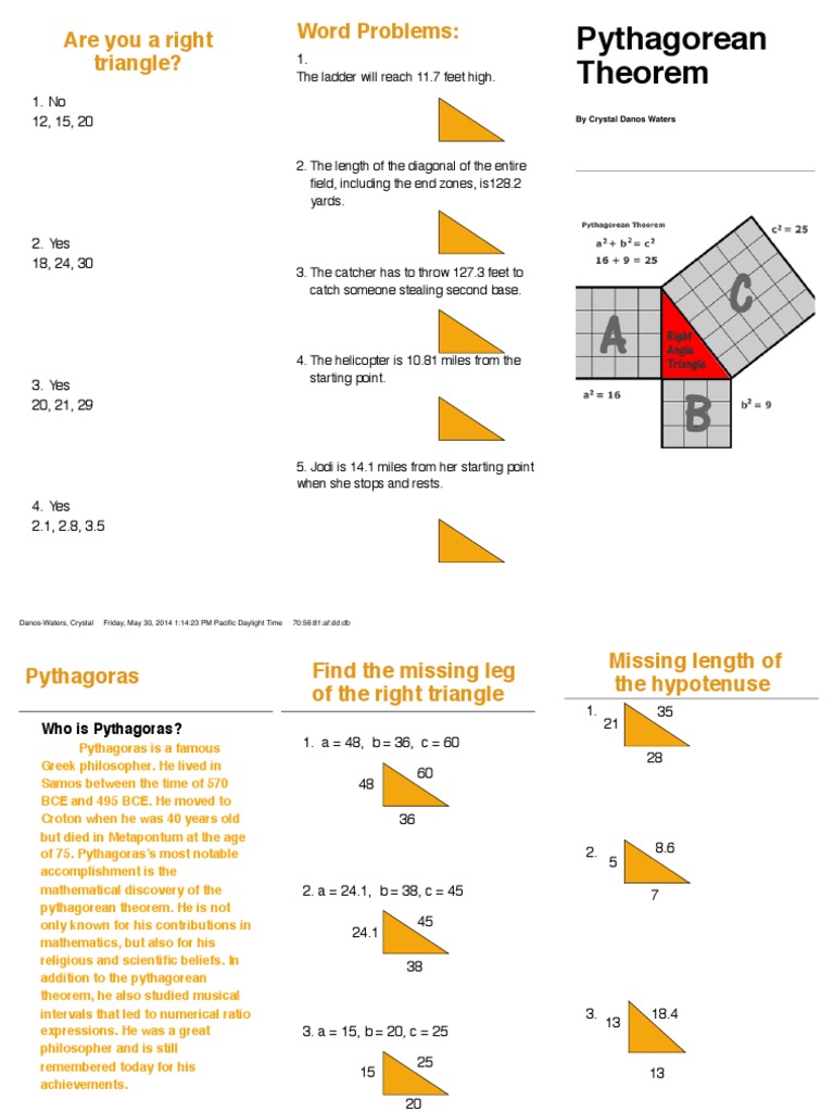 Pythagorean Theorem Word Problems Guide | PDF | Social Science