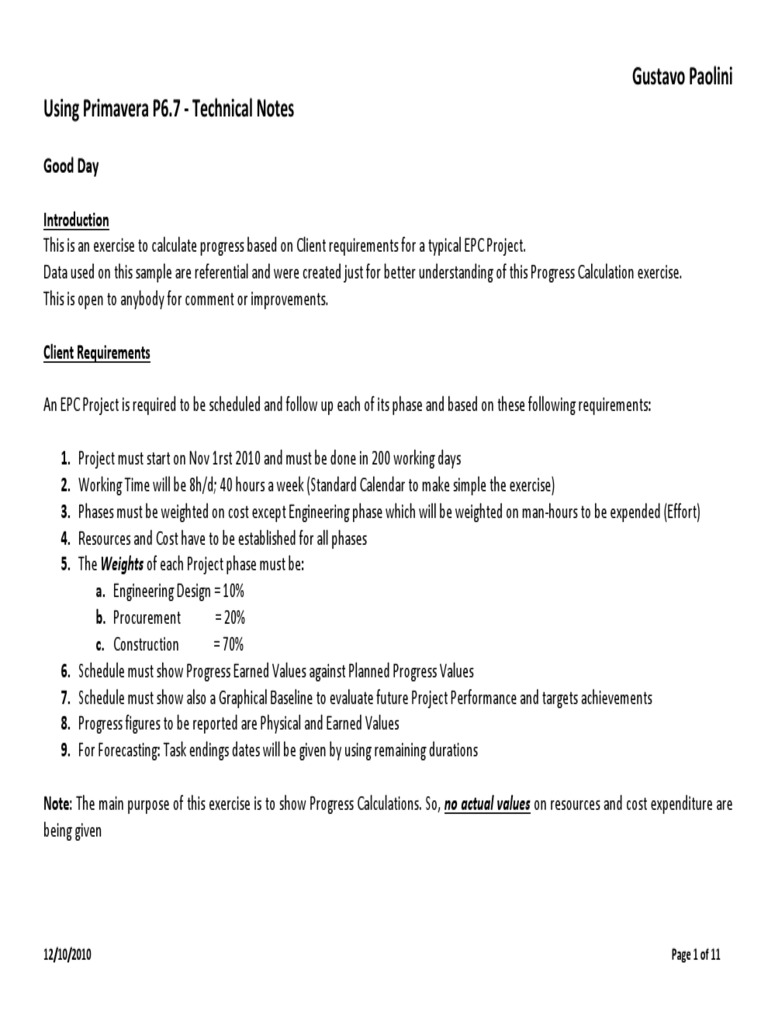 P6.7 - EPC Progress Calculation | PDF | Business | Computing