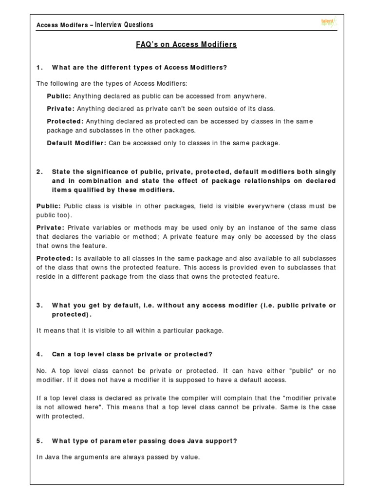 Access Modifiers | PDF | Class (Computer Programming) | Method ... Access Modifiers | PDF | Class (Computer Programming) | Method ...