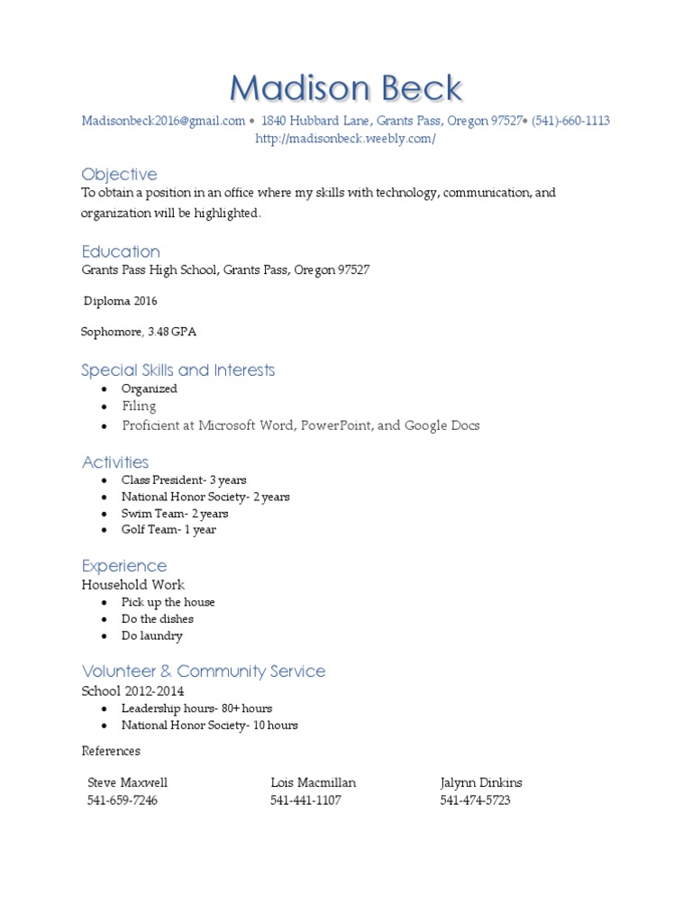 Madison Beck's Resume and Skills | PDF | Career & Growth