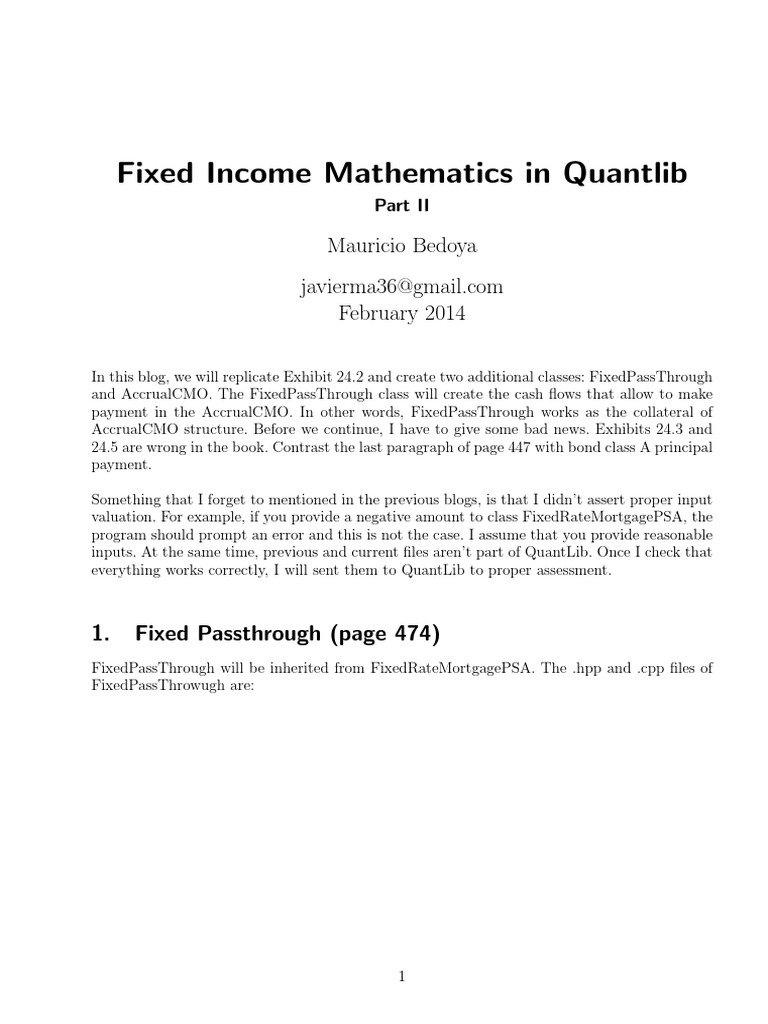 Fixed Income Math: QuantLib Classes | PDF | Prepayment Of Loan ...