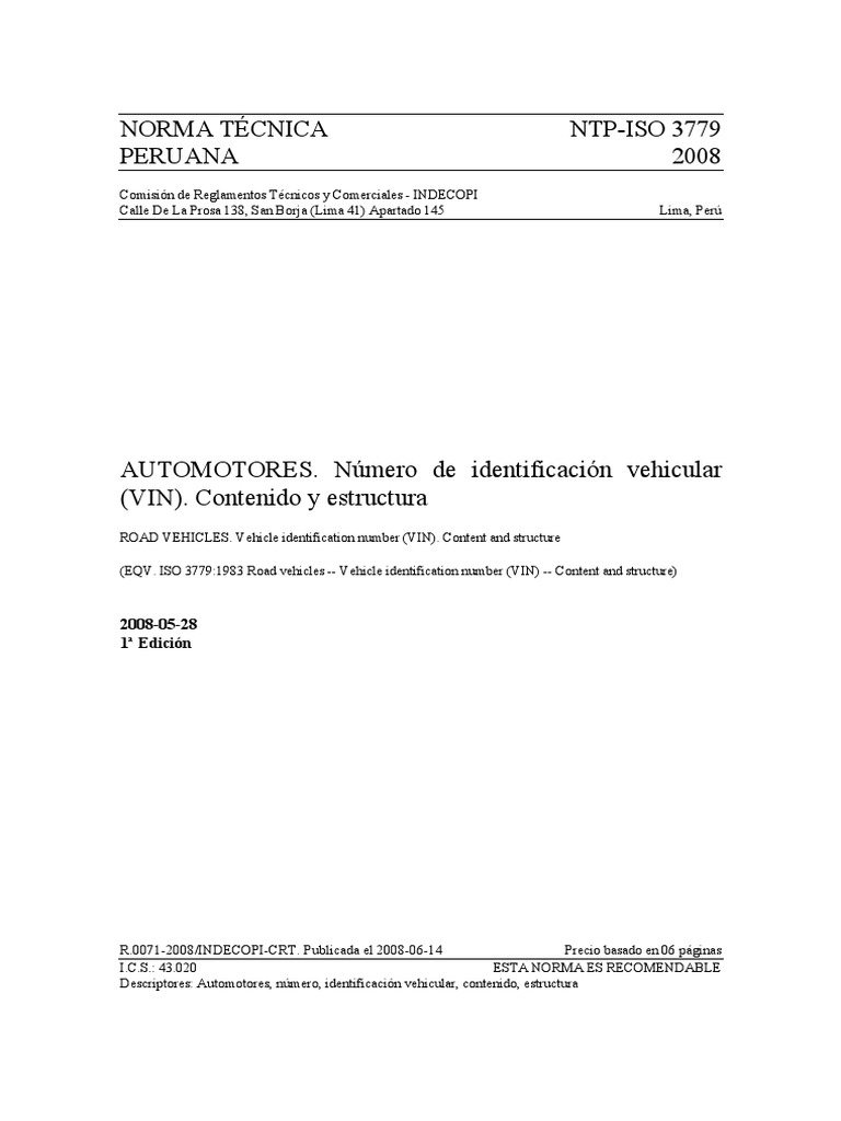 Iso 3779 | PDF | Automóviles | Transporte