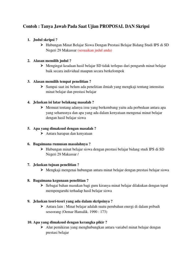 Tanya Jawab Ujian Skripsi | PDF | Karier & Perkembangan | Kesehatan Holistik