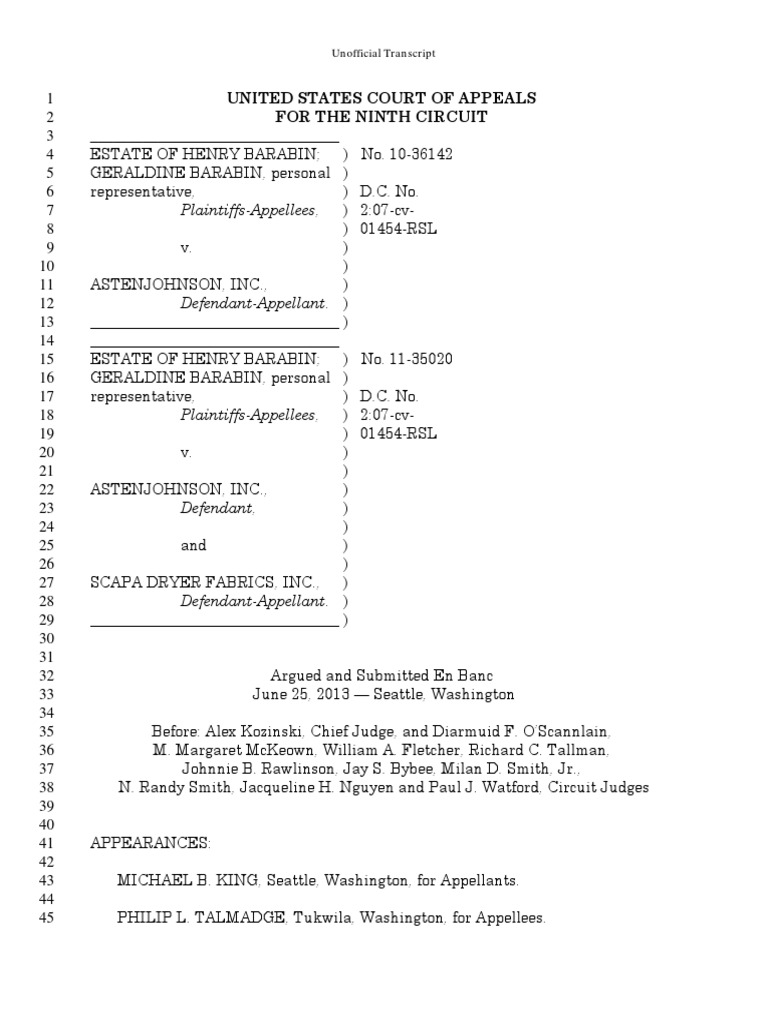 Transcript of Barabin 9th Cir. en Banc Oral Argument, June 25, 2013 ...