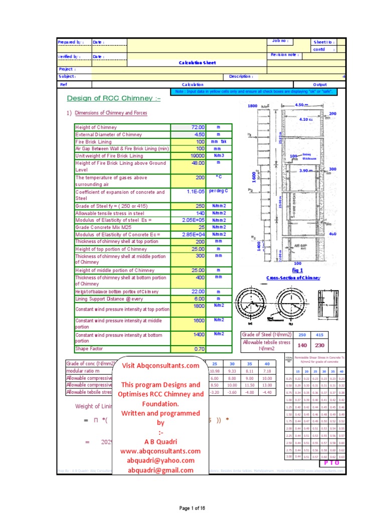 6 Design of Constant Dia RCC Chimney and Foundation 23052014 | PDF ...
