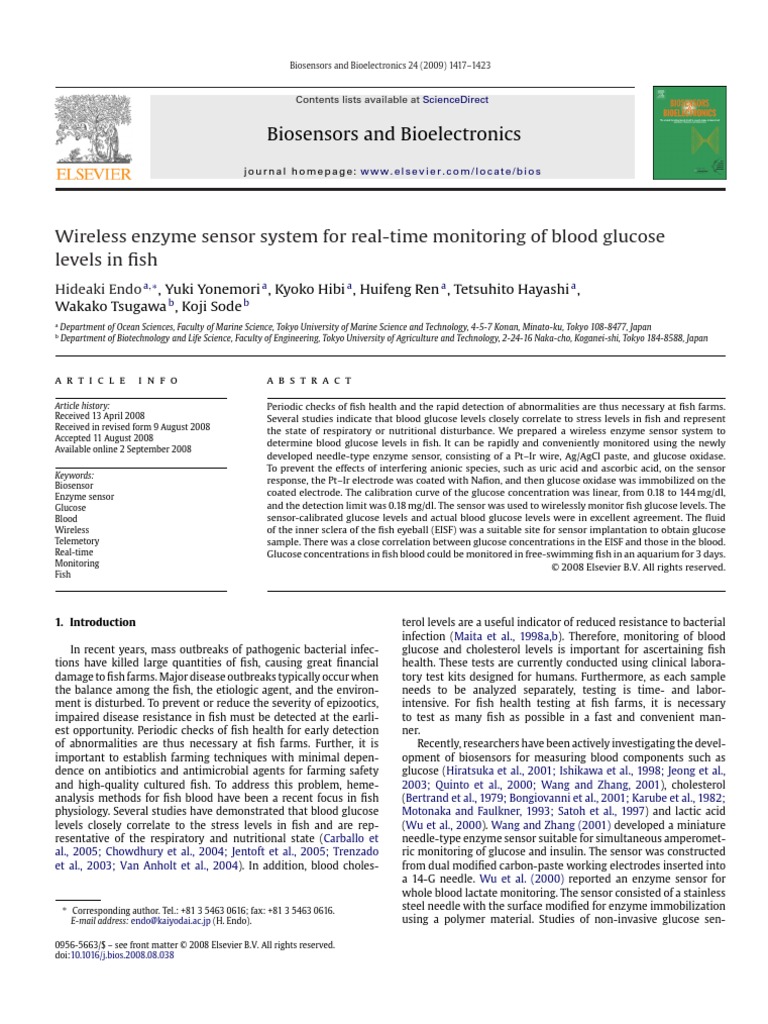 Wireless Enzyme Sensor System For Real-Time Monitoring of Blood Glucose ...
