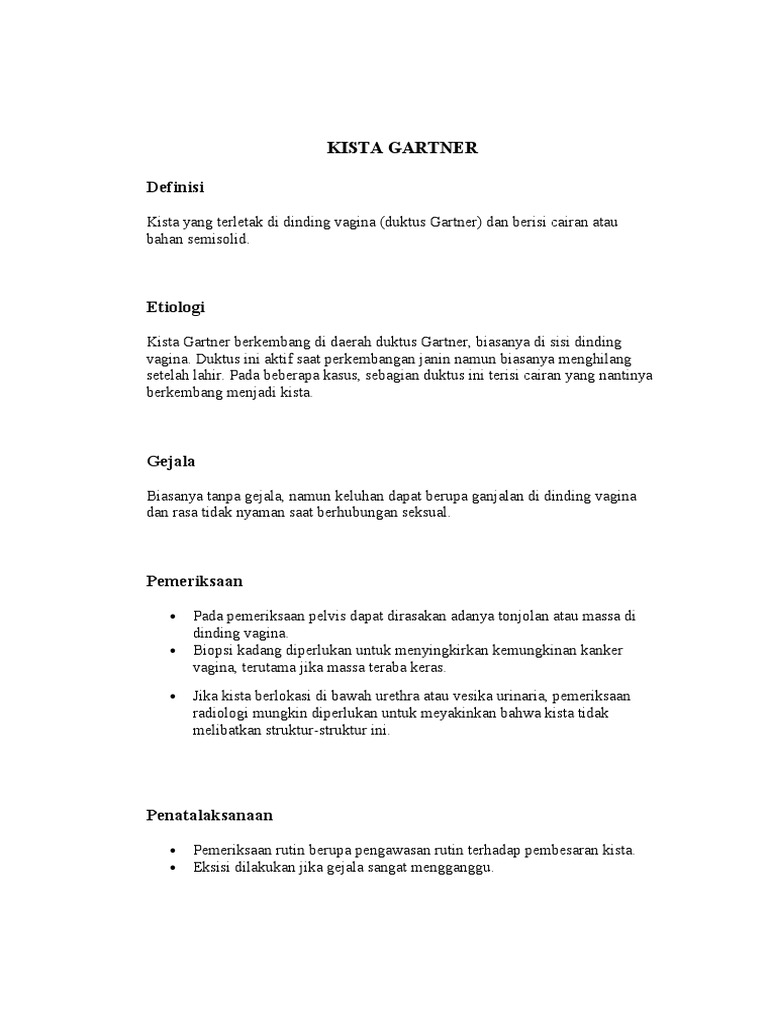 Kista Gartner: Gejala, Diagnosis, dan Penanganan | PDF