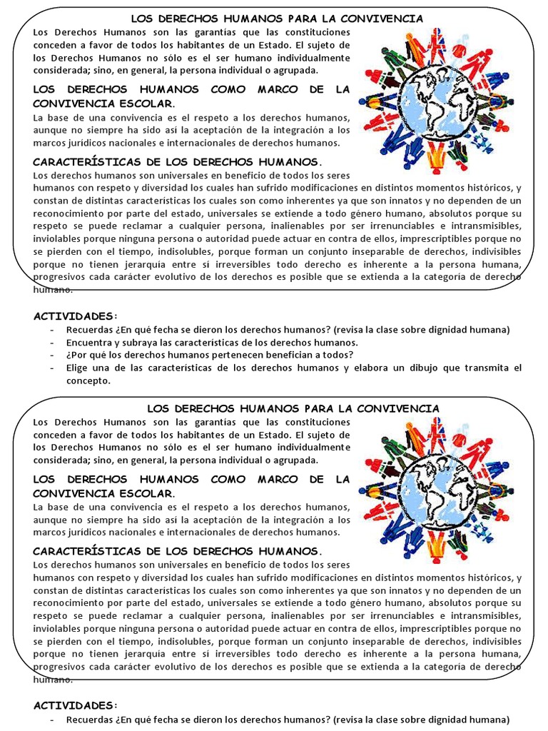 Los Derechos Humanos Para La Convivencia Pdf Derechos Humanos
