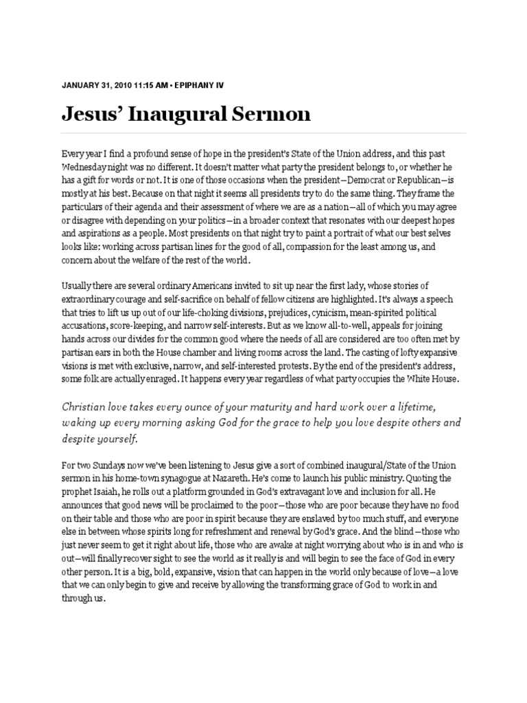 Jesus' Inaugural Sermon | PDF | Jesus | Paul The Apostle