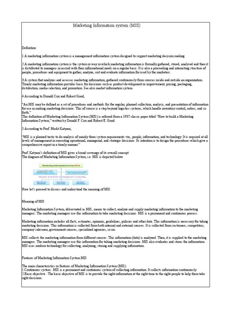 Marketing Information System | PDF | Management Information System ...