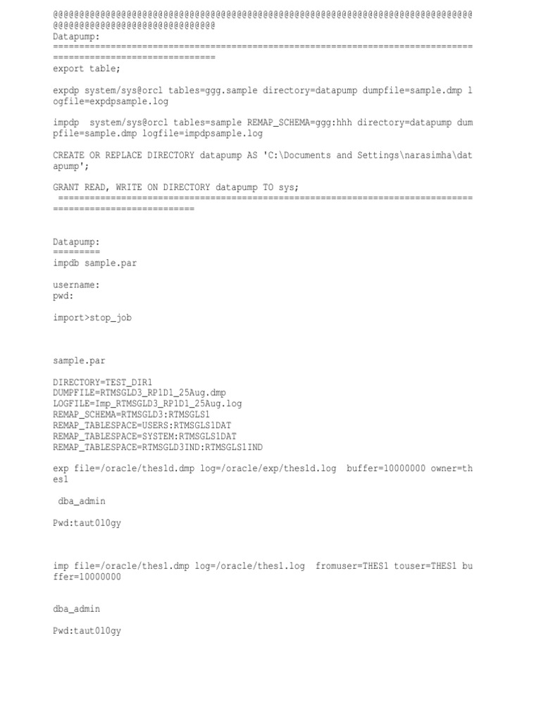 Datapump Scripts | Download Free PDF | Utility Software | Computer Architecture