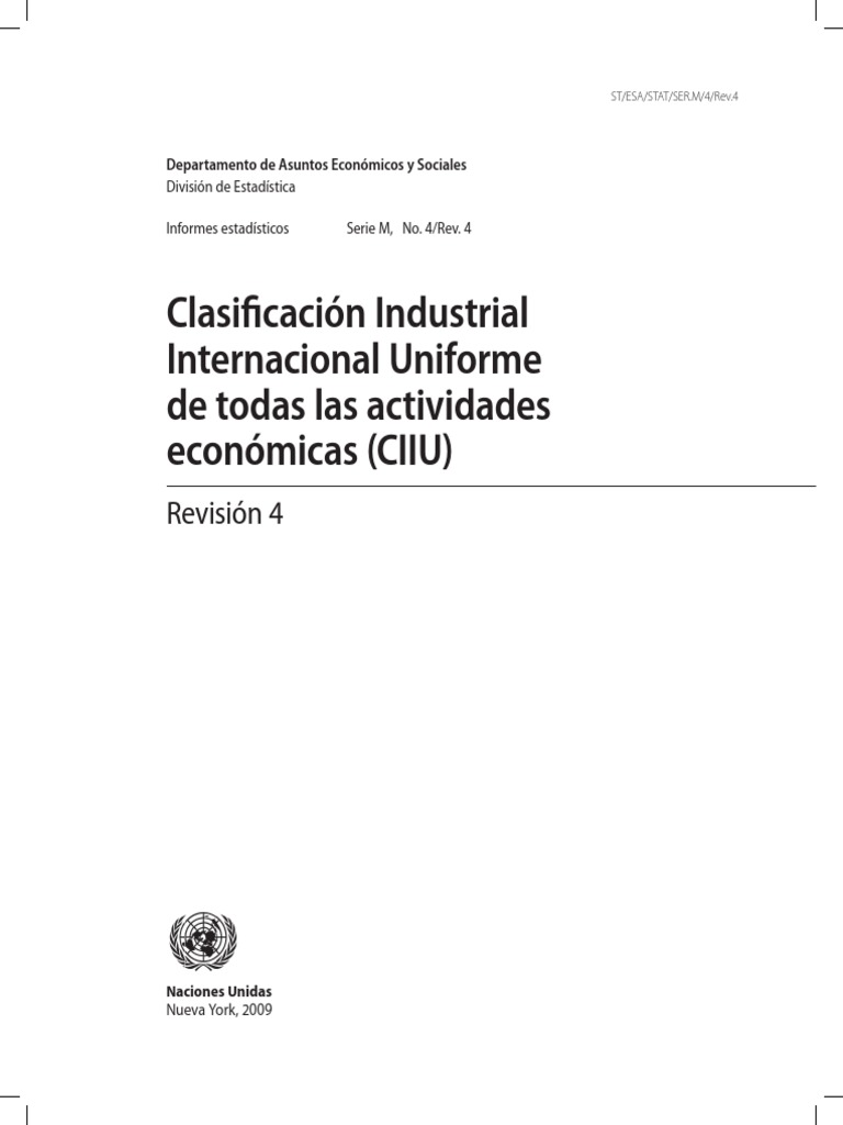 ISIC Rev 4 Publication Spanish | PDF | Ciencias económicas | Naciones Unidas