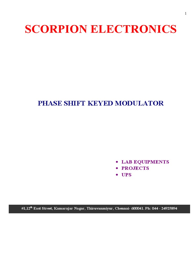 Scorpion Electronics: Phase Shift Keyed Modulator | PDF | Modulation | Signal (Electrical ...