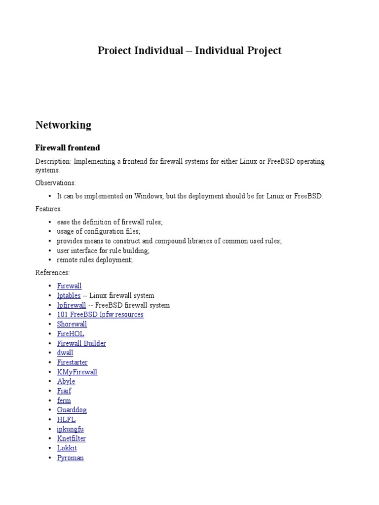 Proiect Individual - Individual Project: Firewall Frontend | PDF | File System | Firewall ...