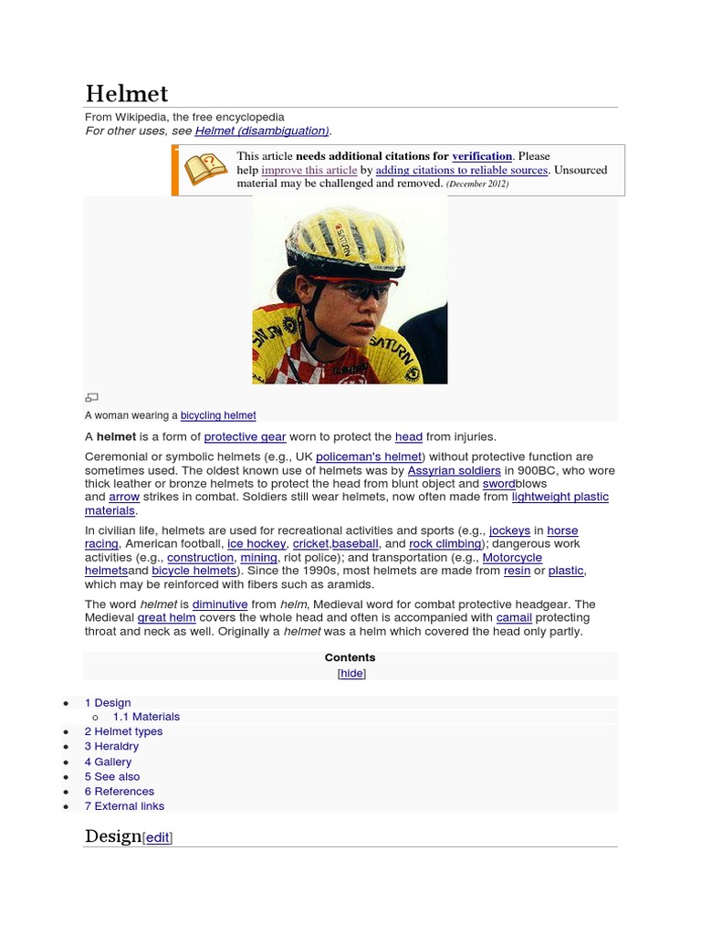 Helmet: Design | PDF | Helmet | Headgear