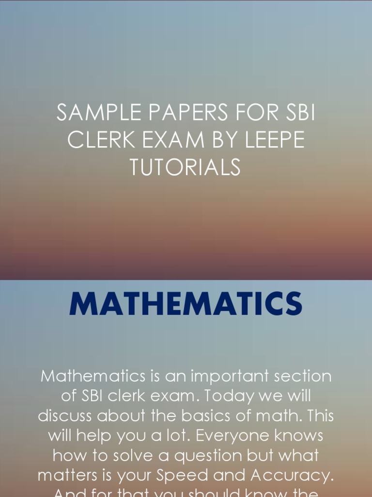 SBI Clerk Sample Papers | PDF | Numbers | Prime Number