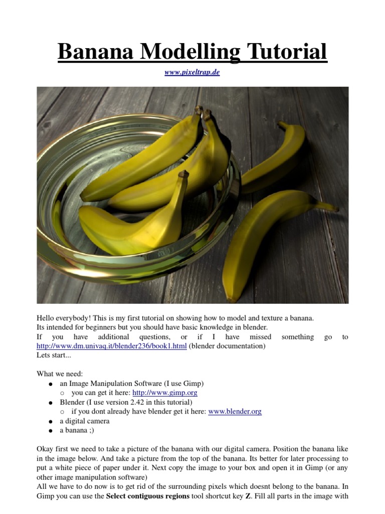 Banana Tutorial by Pixeltrap | PDF | Screenshot | Texture Mapping