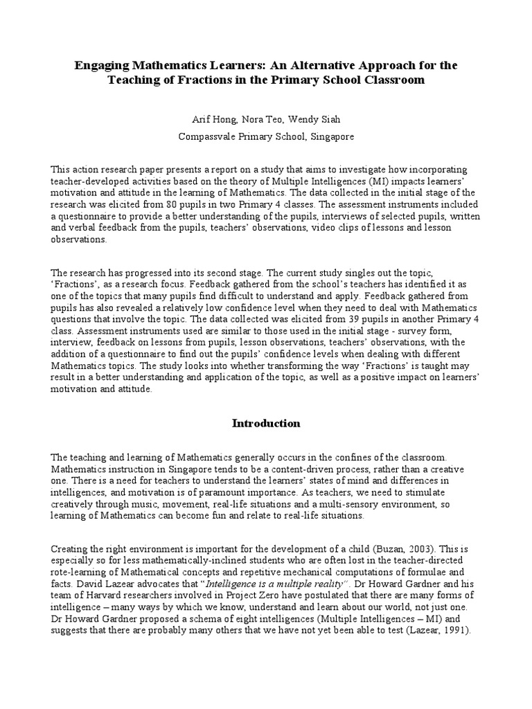 Action Research in Math | Download Free PDF | Teaching Mathematics ...