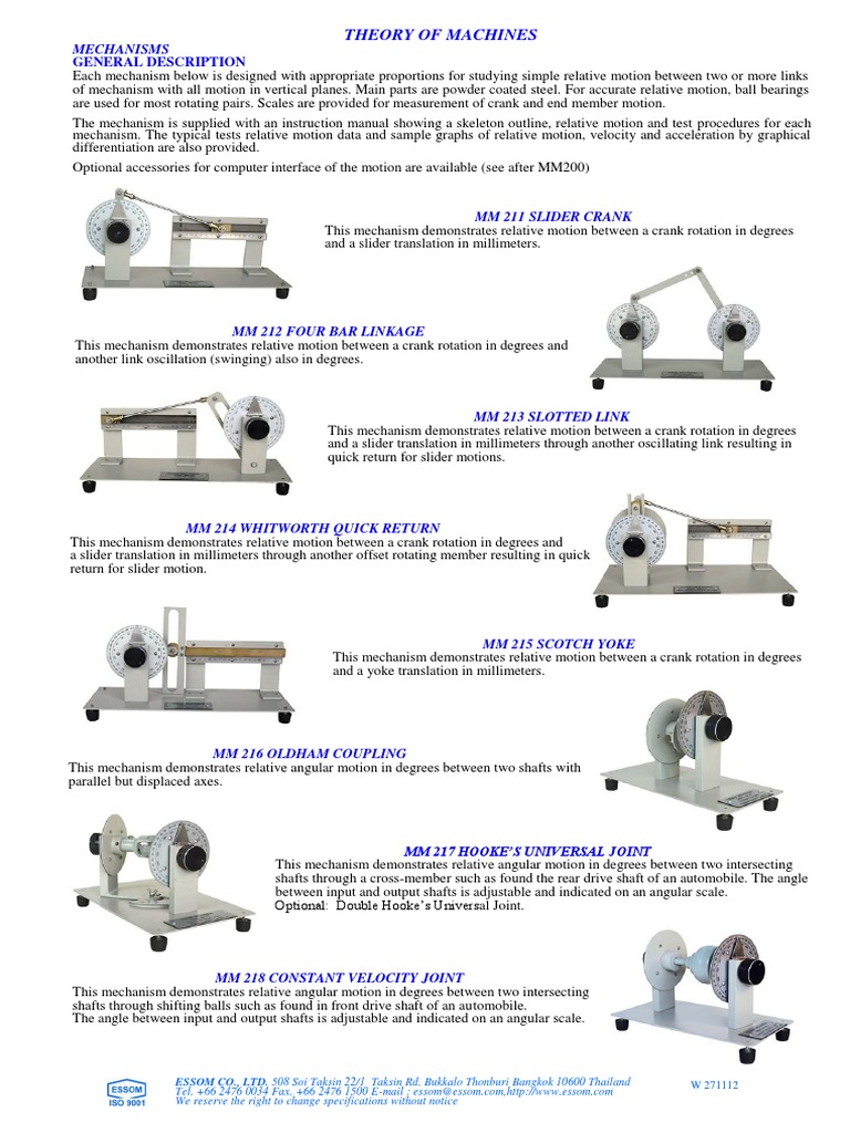 Theory of Machines: General Description | PDF | Kinematics | Rotation Around A Fixed Axis