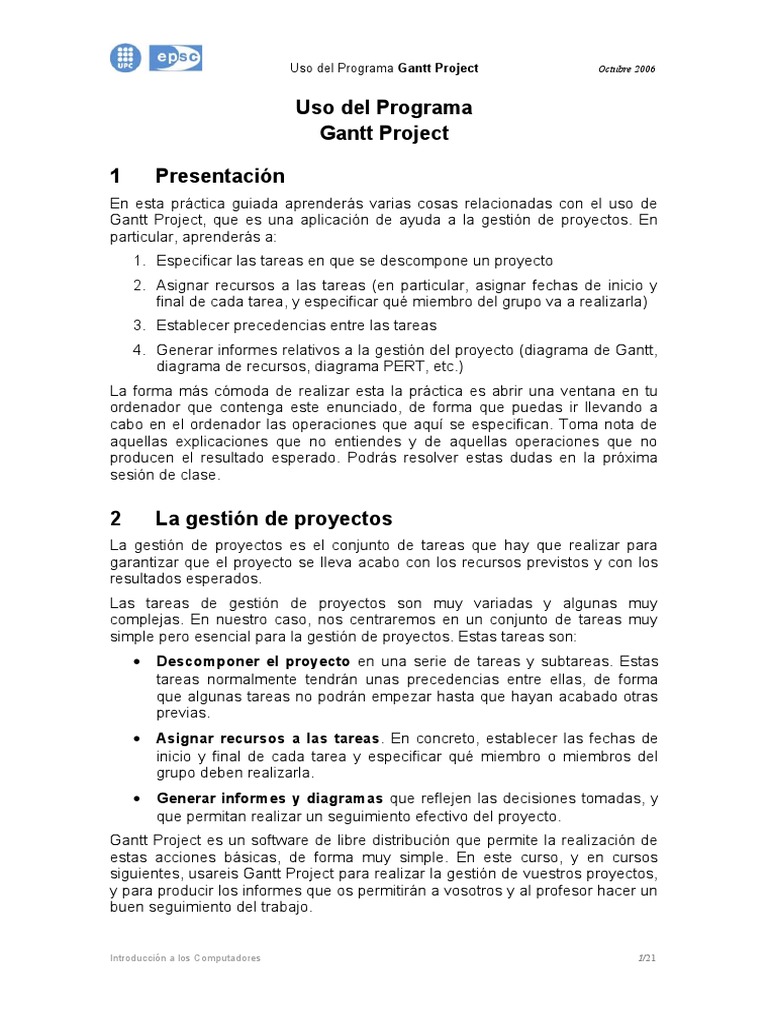 Practica Guiada Sobre GanttProject | PDF | Sistema operativo | Gestión de proyectos