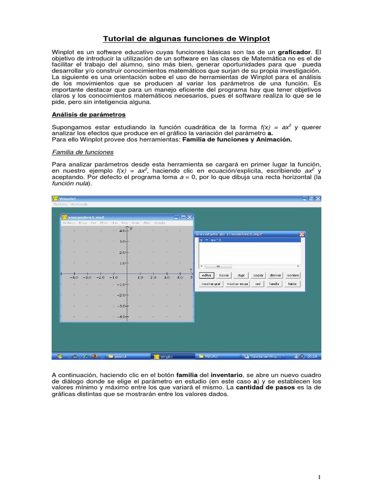Tutorial de Winplot | PDF | Función (Matemáticas) | Animación