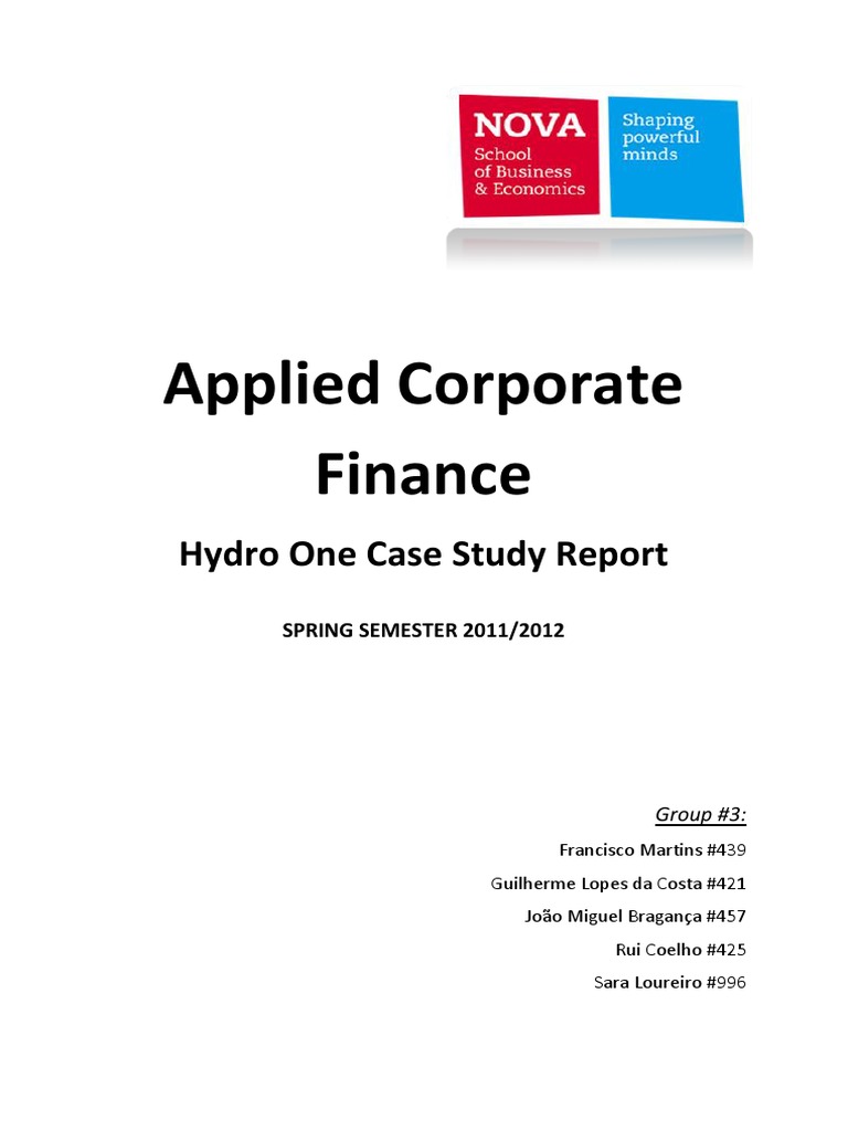 Applied Corporate Finance: Hydro One Case Study Report | PDF | Risk | Risk Management