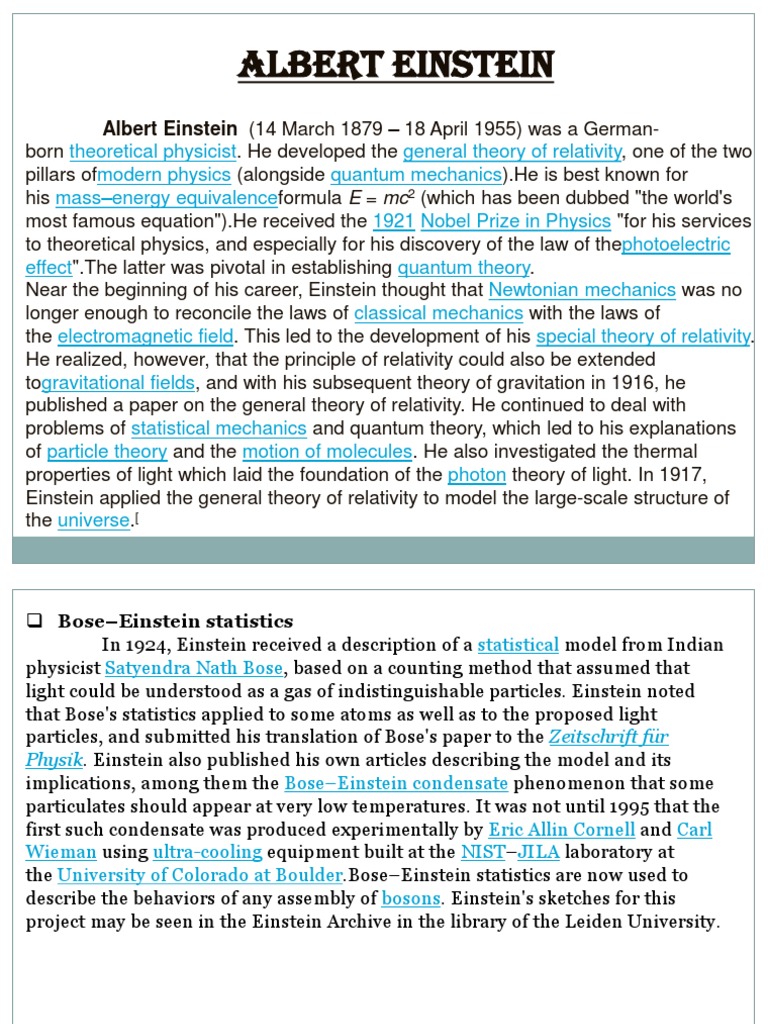 Albert Einstein (14 March 1879 | PDF | Albert Einstein | General Relativity