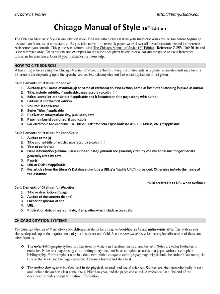 Chicago Manual of Style: How To Cite Sources | PDF | Citation | Note ...