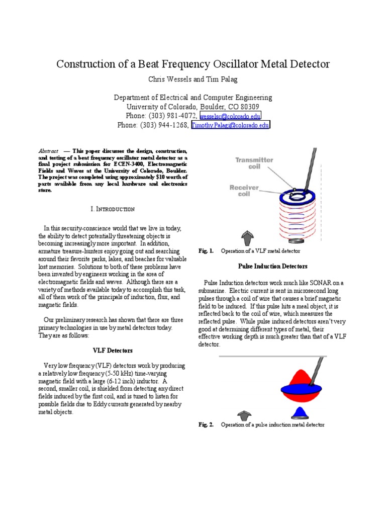 Construction of A Beat Frequency Oscillator Metal Detector | PDF ...