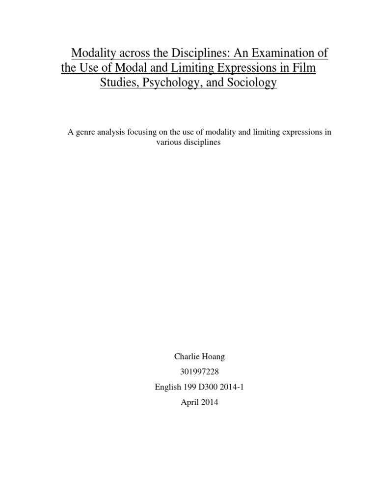 Modality Across The Disciplines: An Examination of The Use of Modal and ...