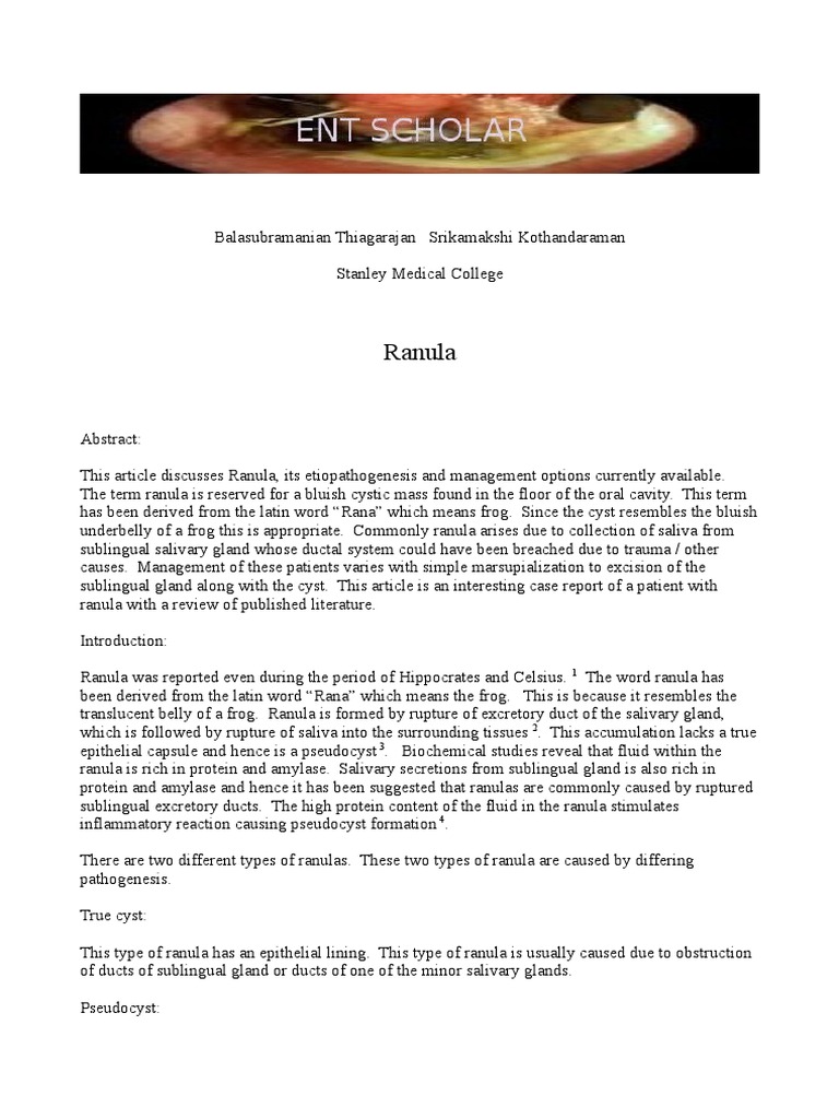 Ranula | PDF | Gastroenterology | Animal Anatomy