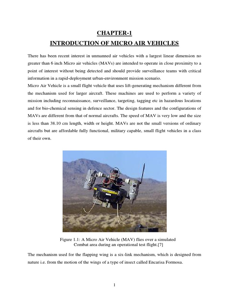 Chapter-1 Introduction of Micro Air Vehicles | PDF
