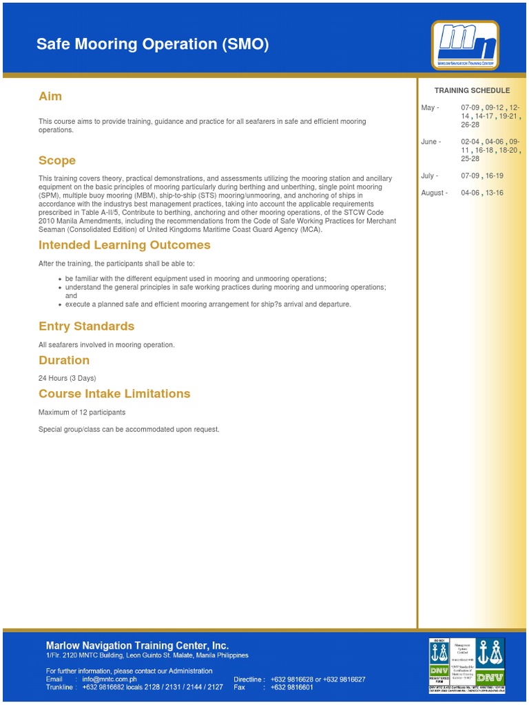 Safe Mooring Operation (SMO) Safe Mooring Operation (SMO) : Training ...