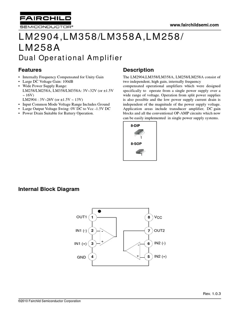 LM2904, LM358/LM358A, LM258/ LM258A: Dual Operational Amplifier | PDF ...