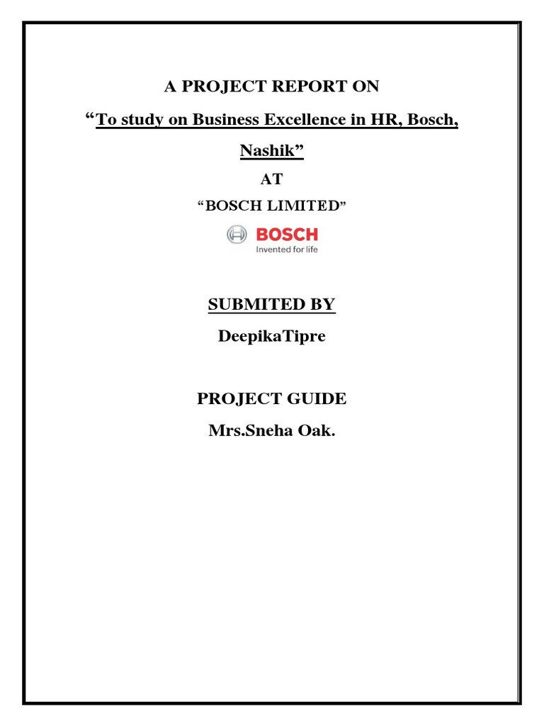 A Project Report On To Study On Business Excellence in HR, Bosch ...