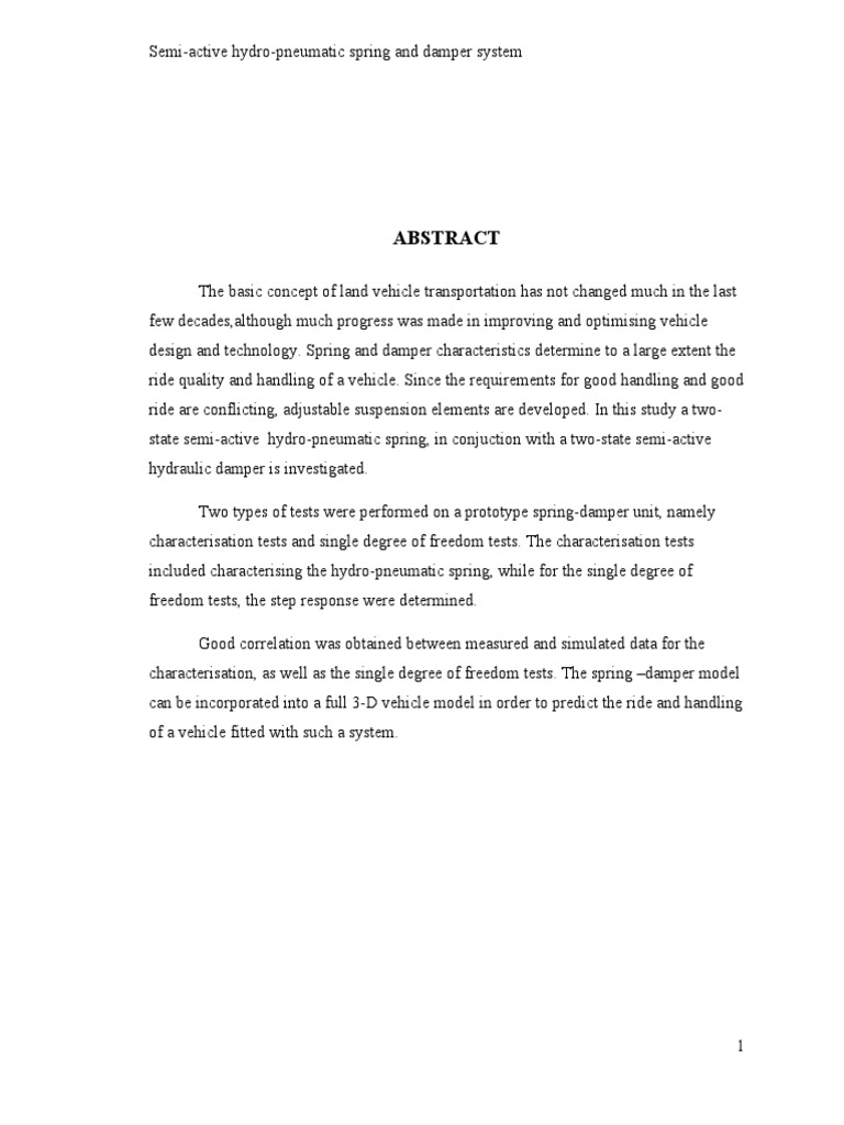 Semi Active Hydro Pneumatic Spring and Damper System | PDF | Suspension ...