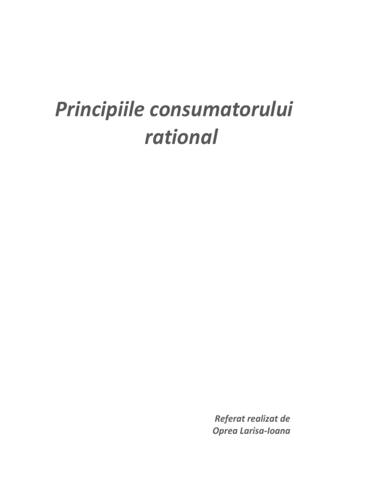 Principiile Consumatorului | PDF