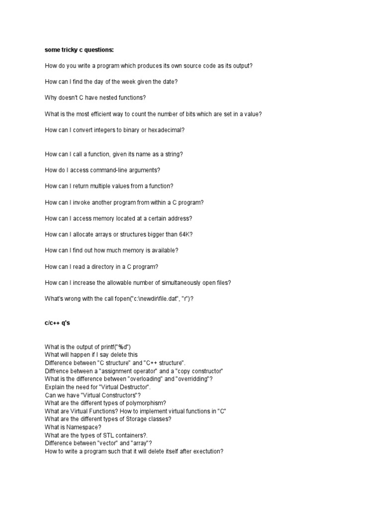 Some Tricky C Questions | Download Free PDF | C (Programming Language) | Subroutine