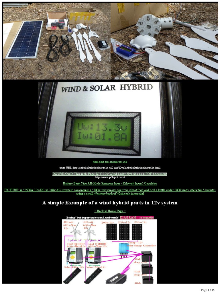 DIY 12V Wind Solar Hybrid System Guide | PDF | Battery (Electricity ...