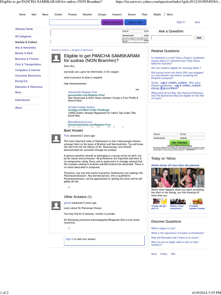 Eligible To Get PANCHA SAMSKARAM For Sudras (NON Bramhin) | PDF ...