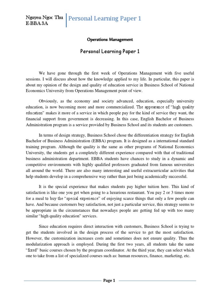 Operations Management Insights on EBBA Program Quality | PDF | Quality ...